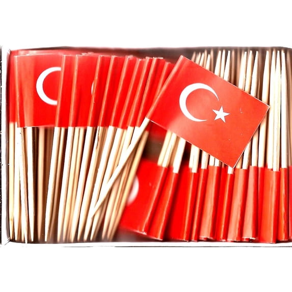 2 Boxes of Mini Turkey Toothpick Flags, 200 Small International Flag ...