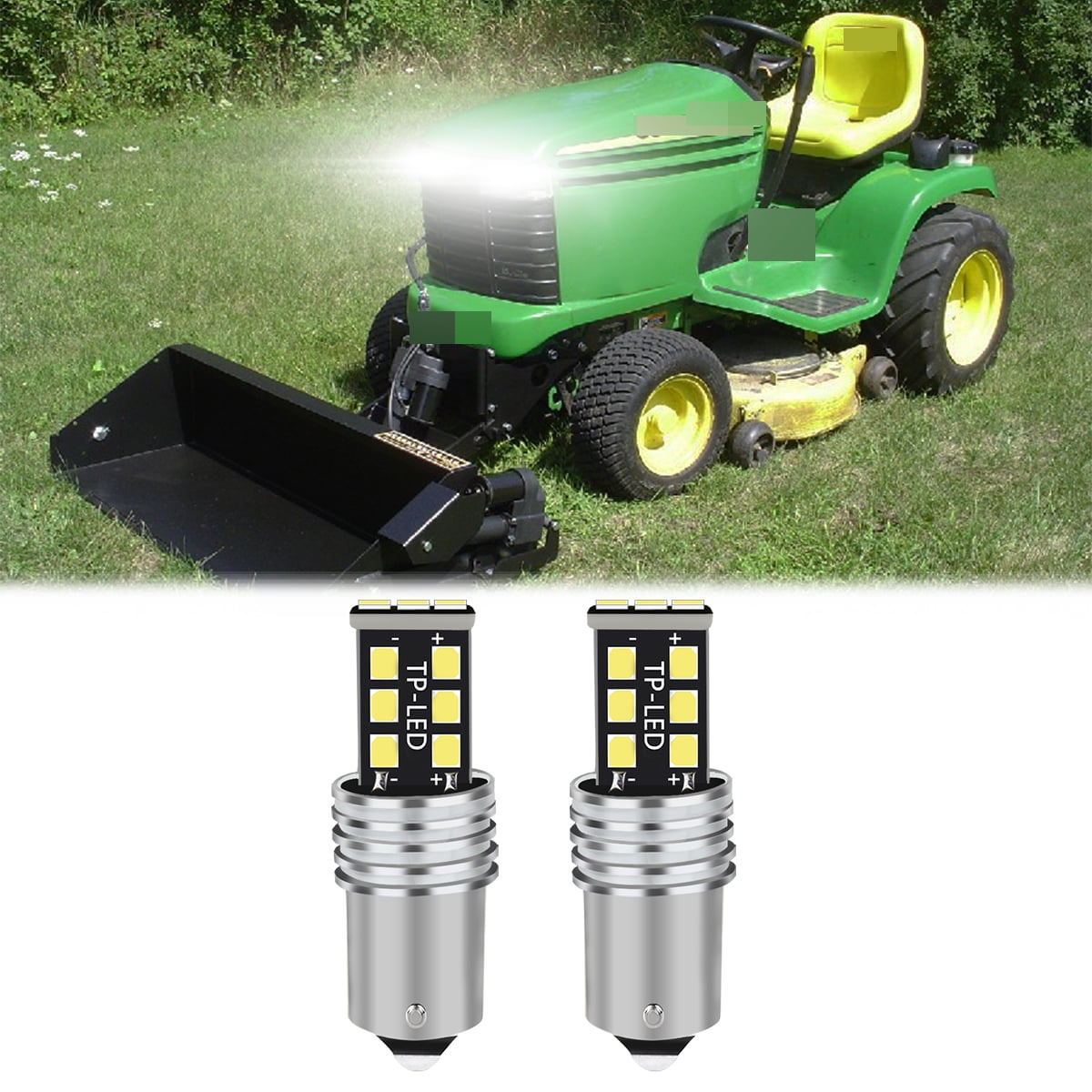 2 Bright WHITE LED Headlight Bulbs for Deere LX178, LX186, LX188 mower ...