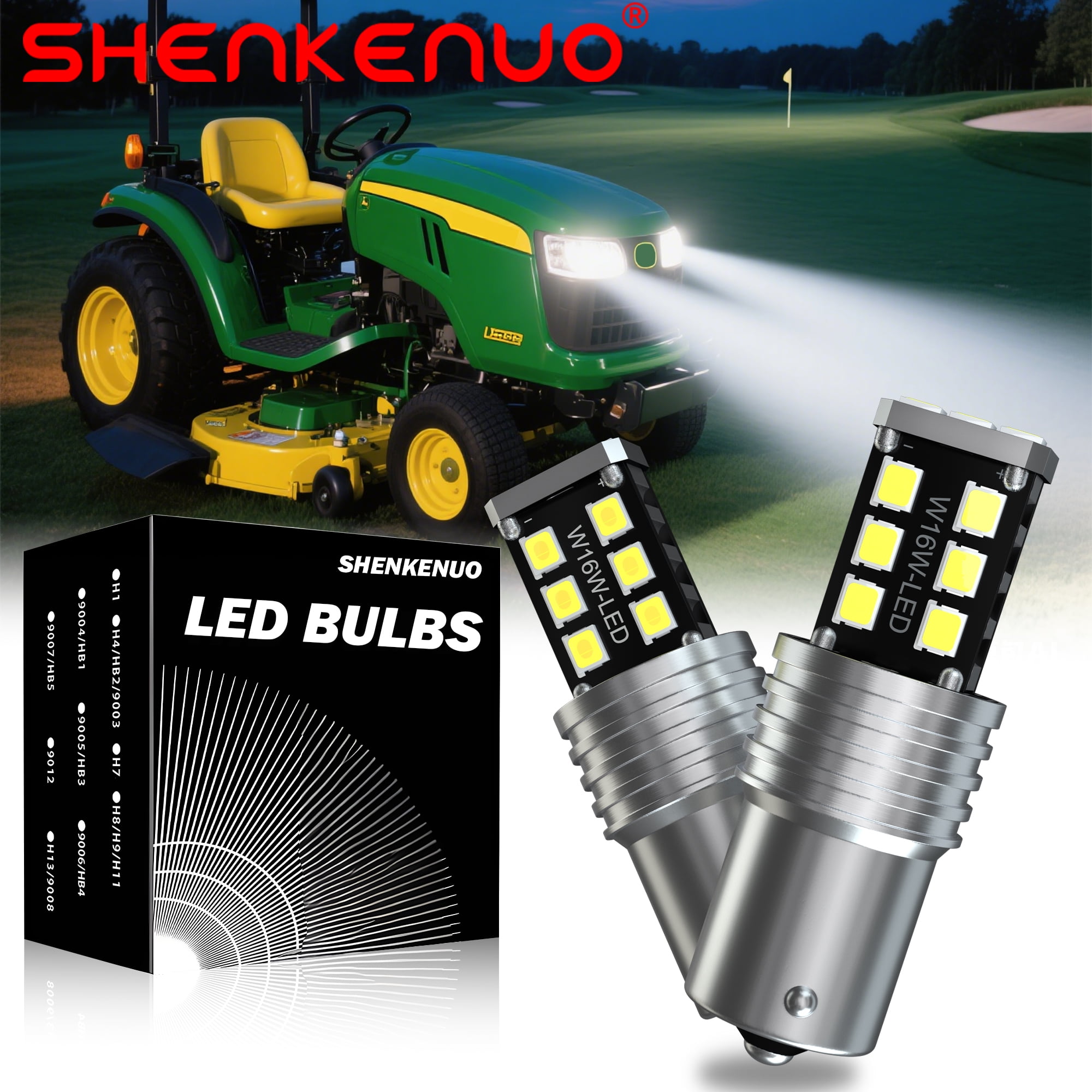 2 Bright WHITE LED Headlight Bulbs for Deere LX178, LX186, LX188 mower ...