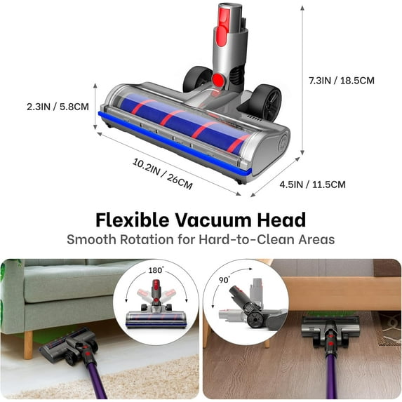 2 Brushes Vacuum Cleaner Head with Four Green LED Lights & Self ...