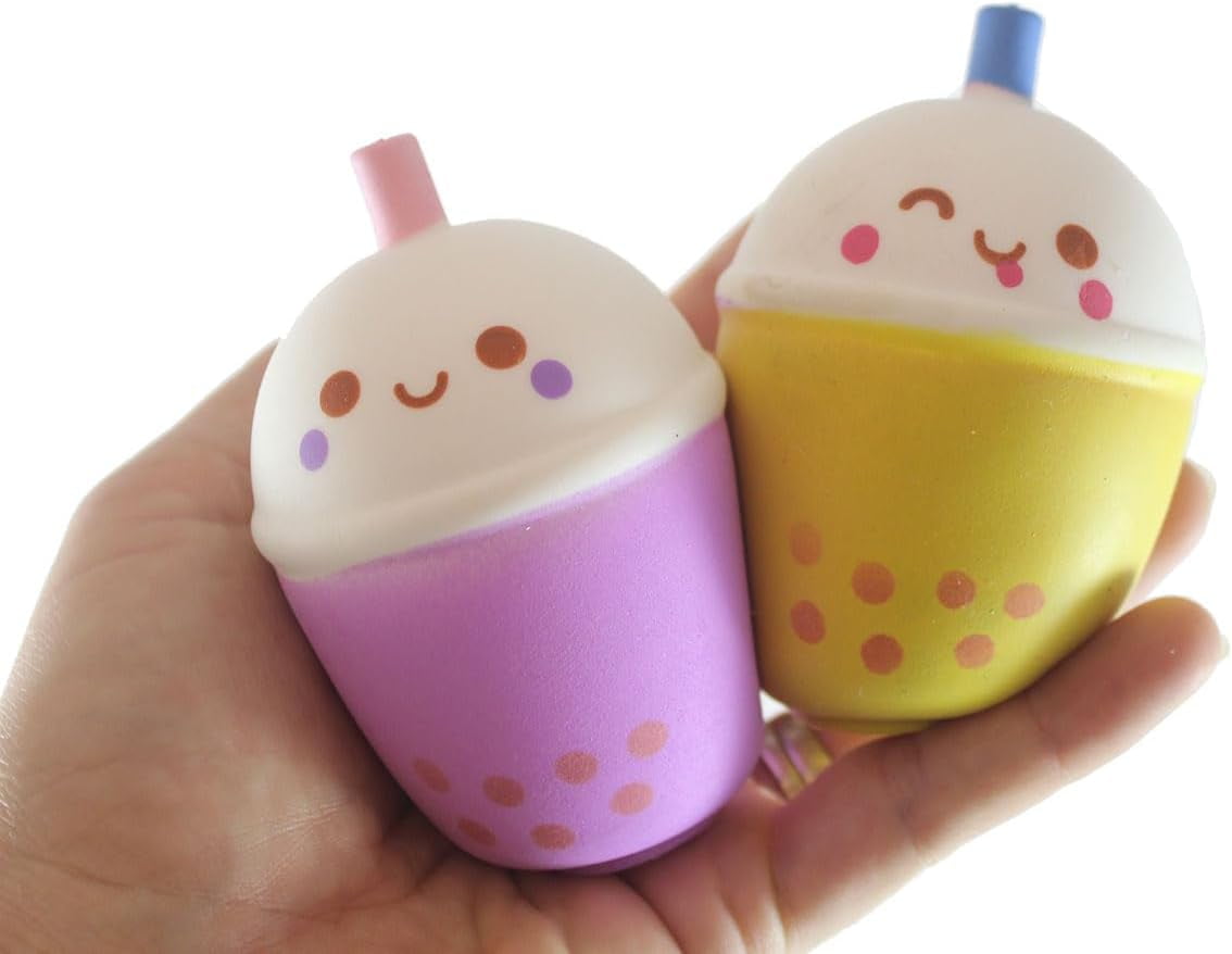 2 Bubble Tea Drink Squishy Squeeze Stress Ball Soft Doh Filling - Like ...