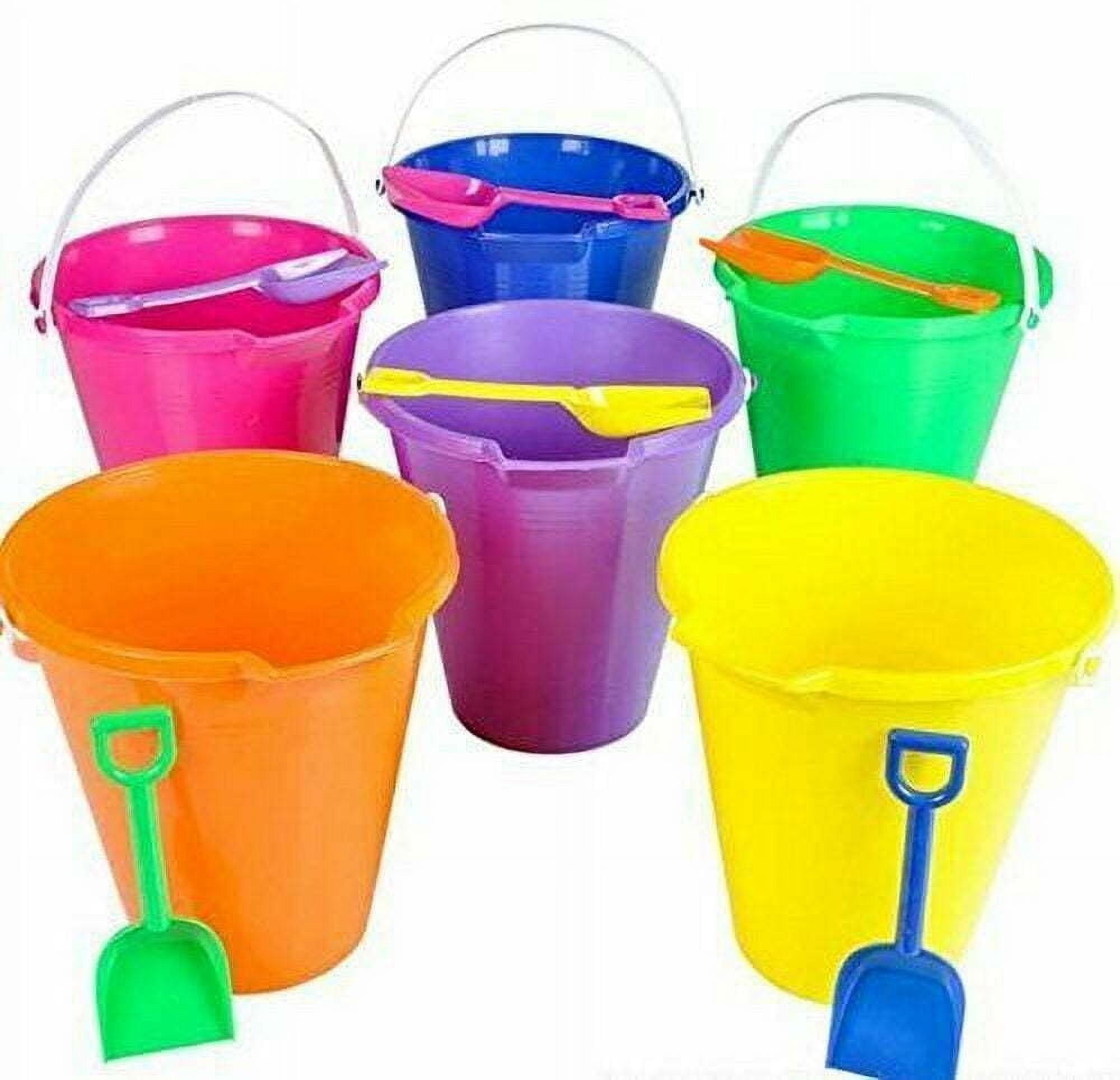 2 Buckets 9 inch Large Plastic Beach Pail and Shovel Set, Fun Children ...