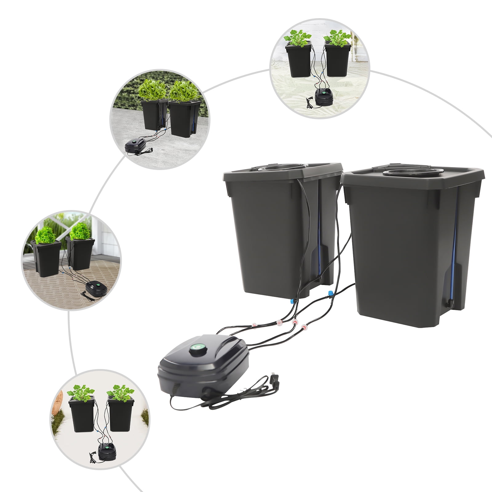 2 Buckets DWC Hydroponics Growing System, 5 Gallon Deep Water Culture ...