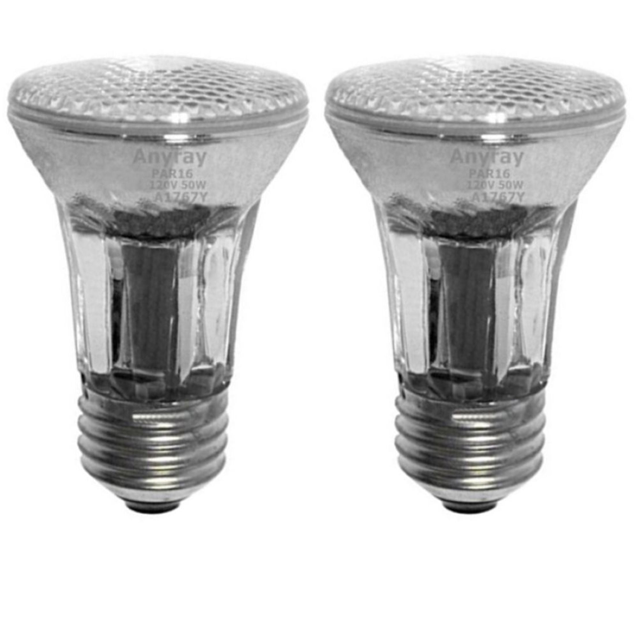 2-Bulbs Anyray A1767Y PAR16 50W Narrow Flood Light Bulb 130V Medium ...