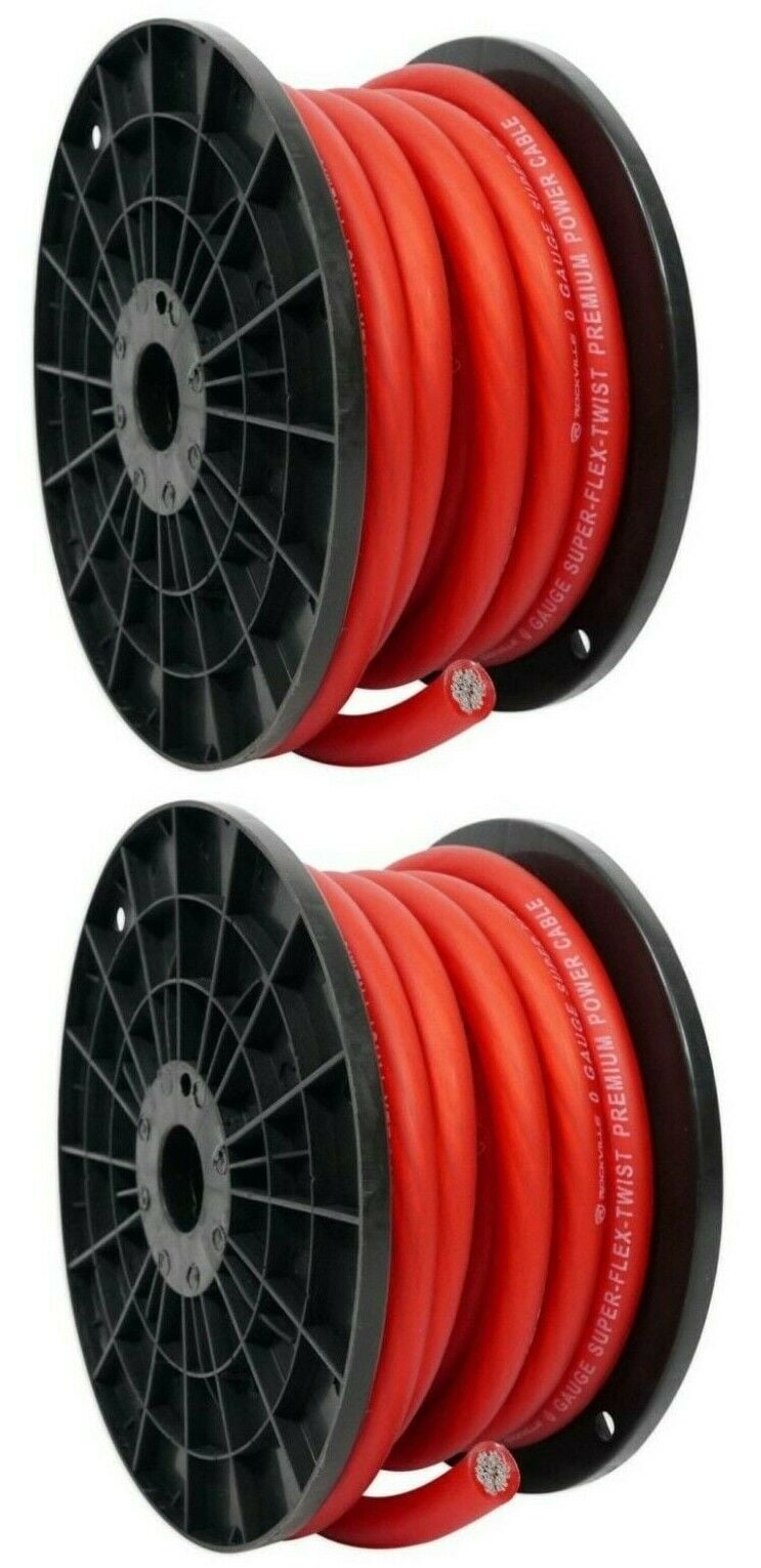 2 Bullz Audio 1/0-gauge 50 Ft1/0-gauge 50 Ft feet power ground wire ...