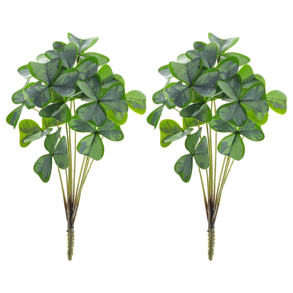 2 Bunch Clover Decorative Flower Fake Shamrock Stem Green Ornaments ...