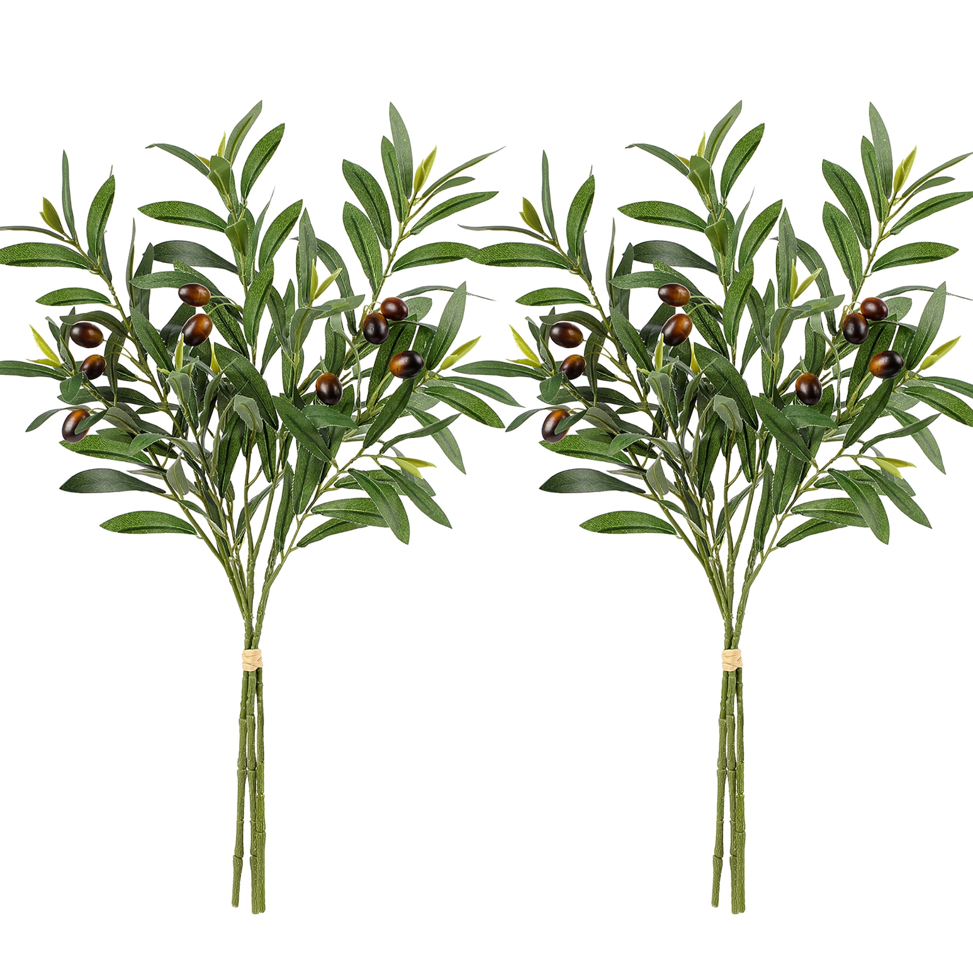 2 Bundles 22.8" Tall Olive Leaves Artificial Plants Olive Tree Branches Greenery Plants Long ...