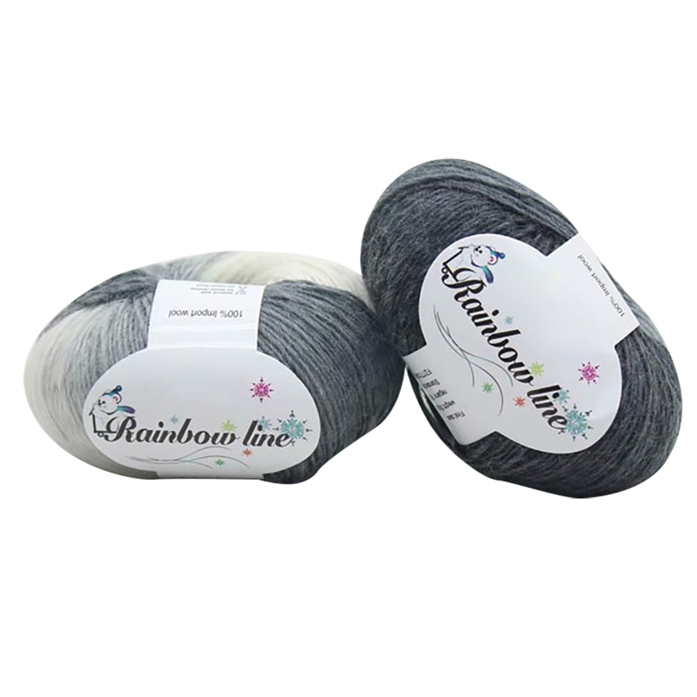 2 Bundles Rainbow Soft Warm Wool 100% Multicolored Gradient Wool 50 ...