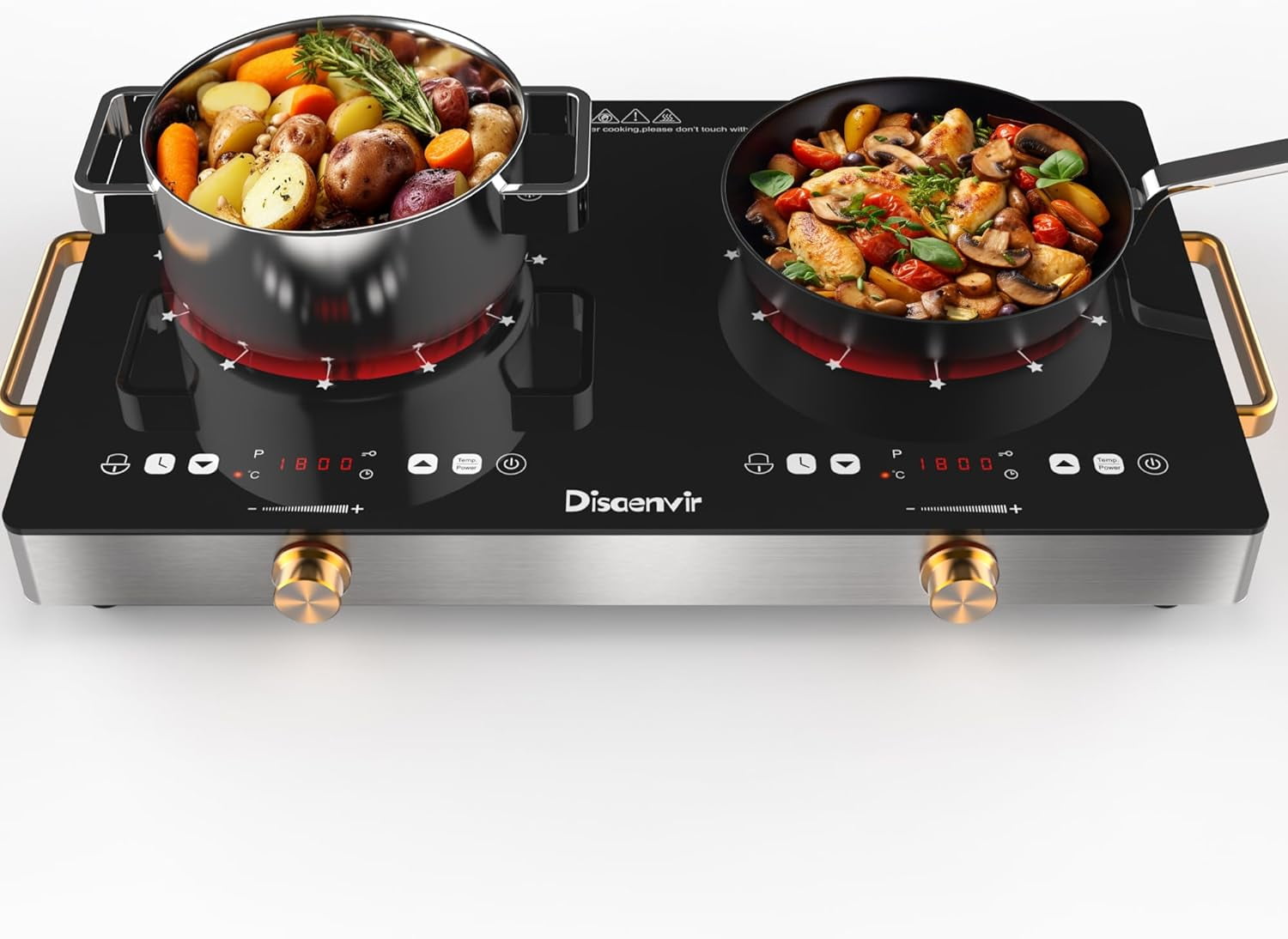 2 Burner Electric Cooktop 110V - 24 Inch Countertop Electric Stove with ...