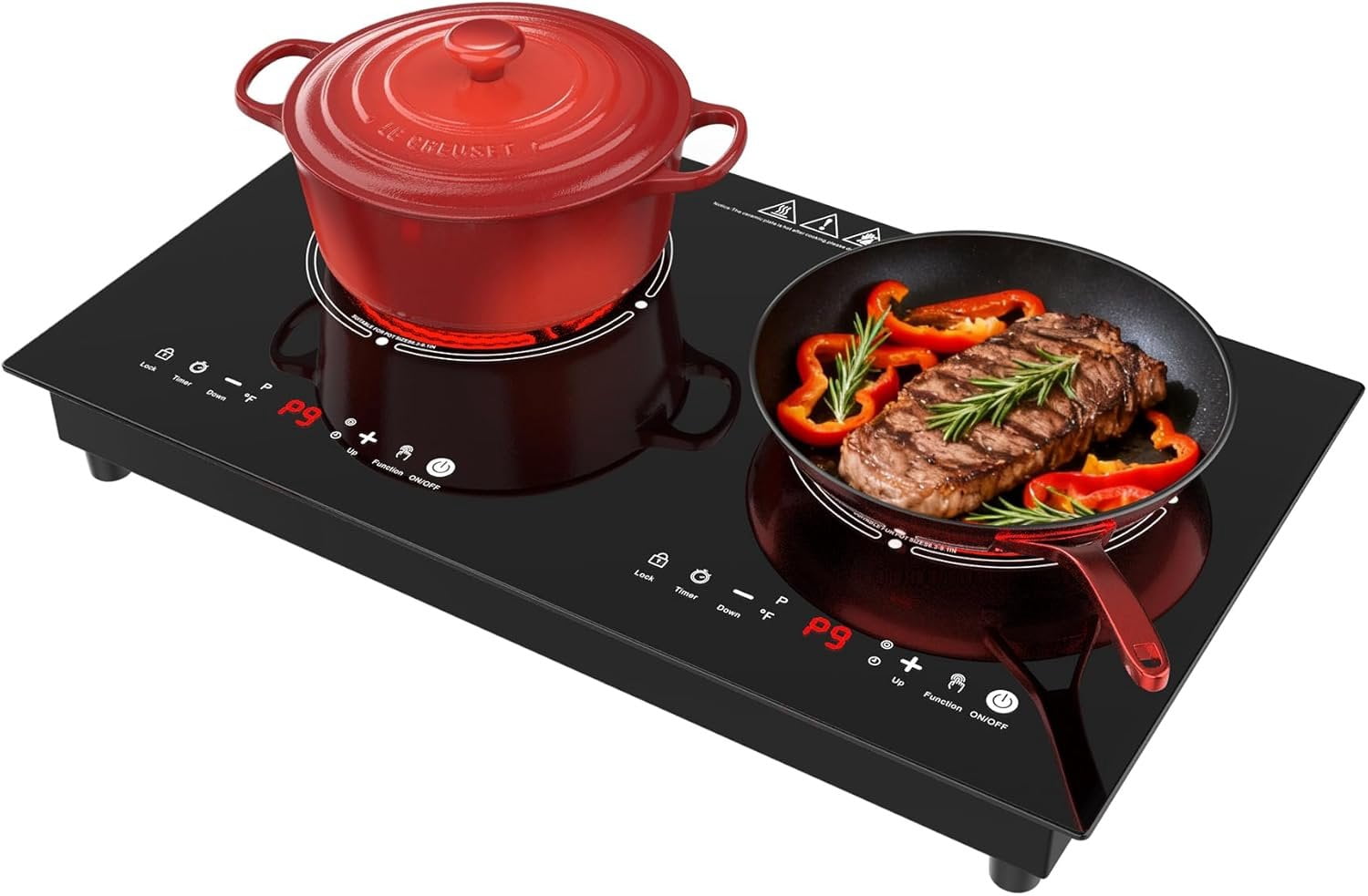 2 Burner Electric Cooktop 110V, 4000W Electric Ceramic Glass Stove Hot ...