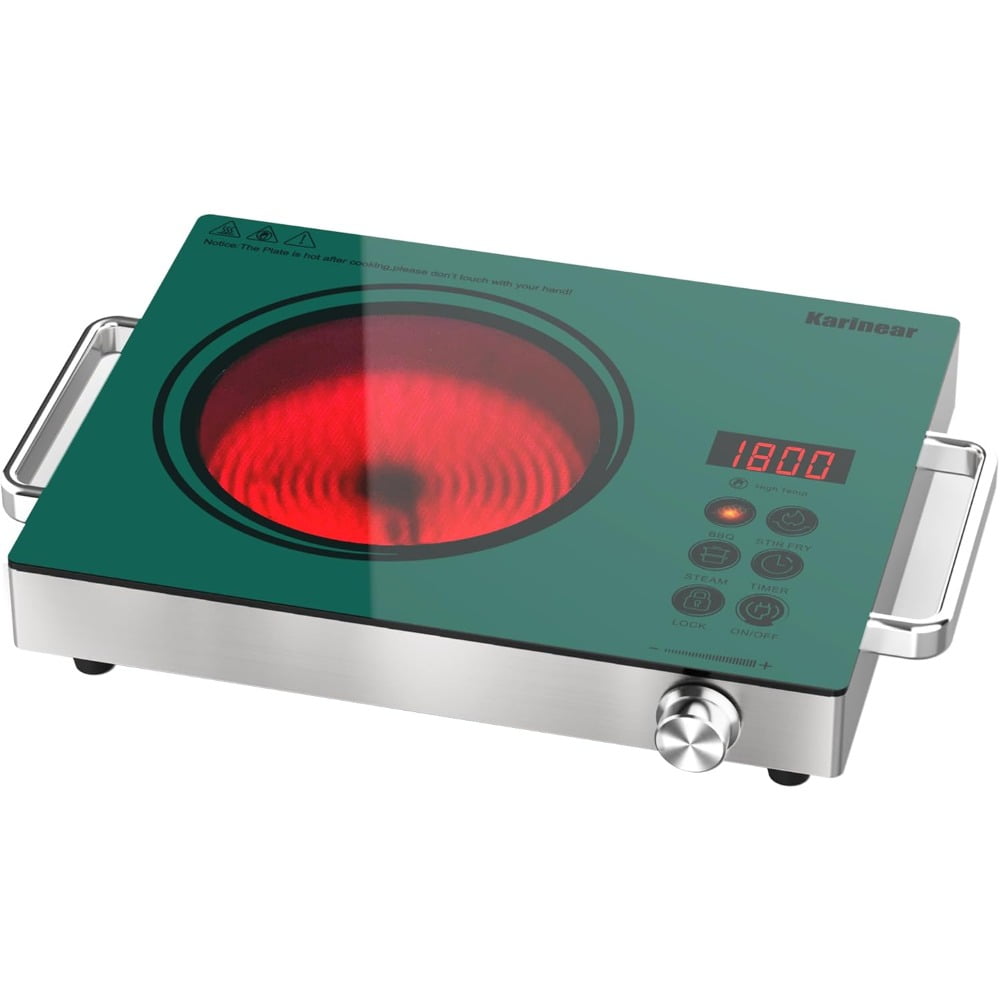 2 Burner Electric Cooktop 110V, Portable Electric Stove with Handle ...