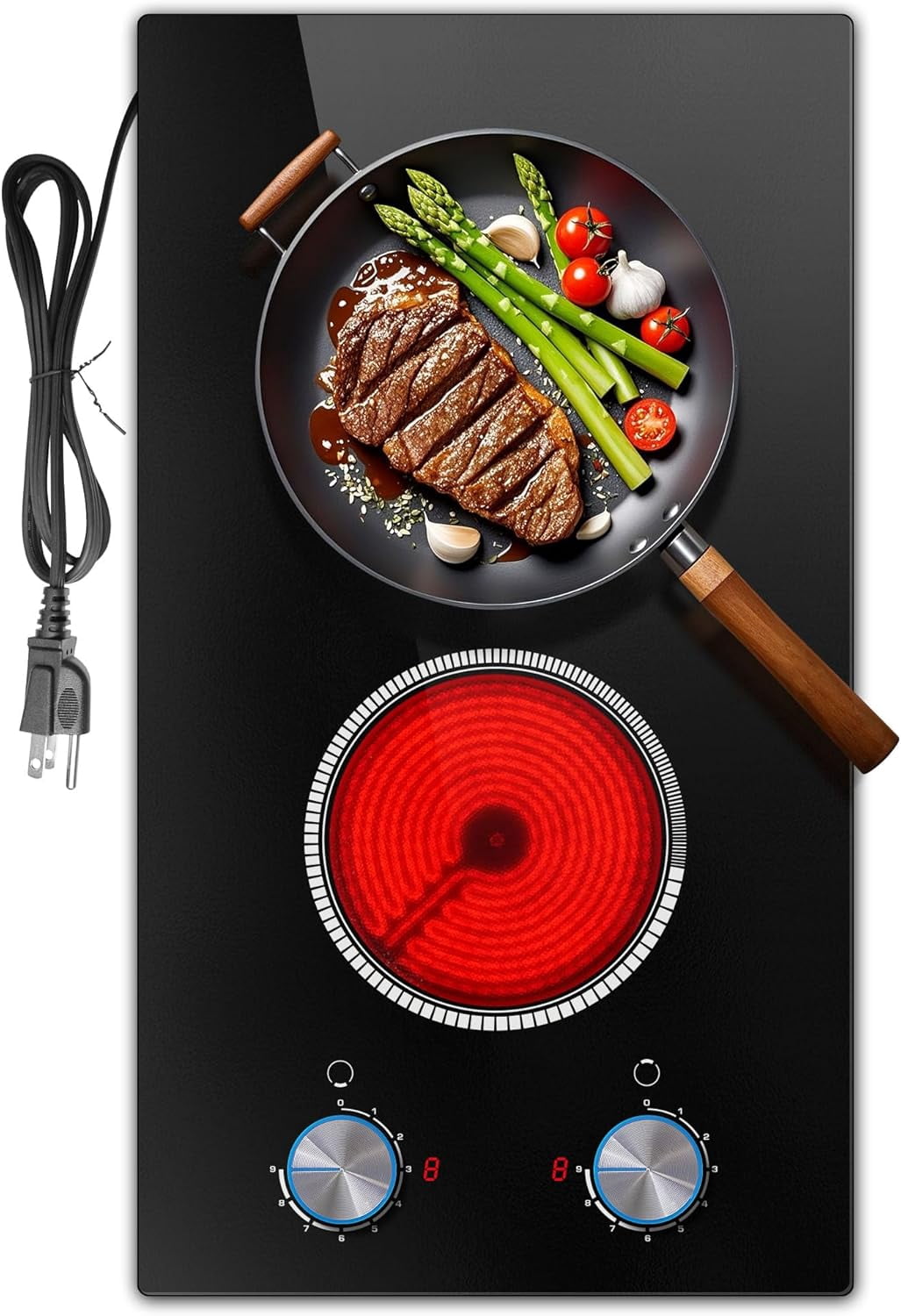 2 Burner Electric Cooktop, 12 Inch Electric Stove Top, 120V Stove Top ...