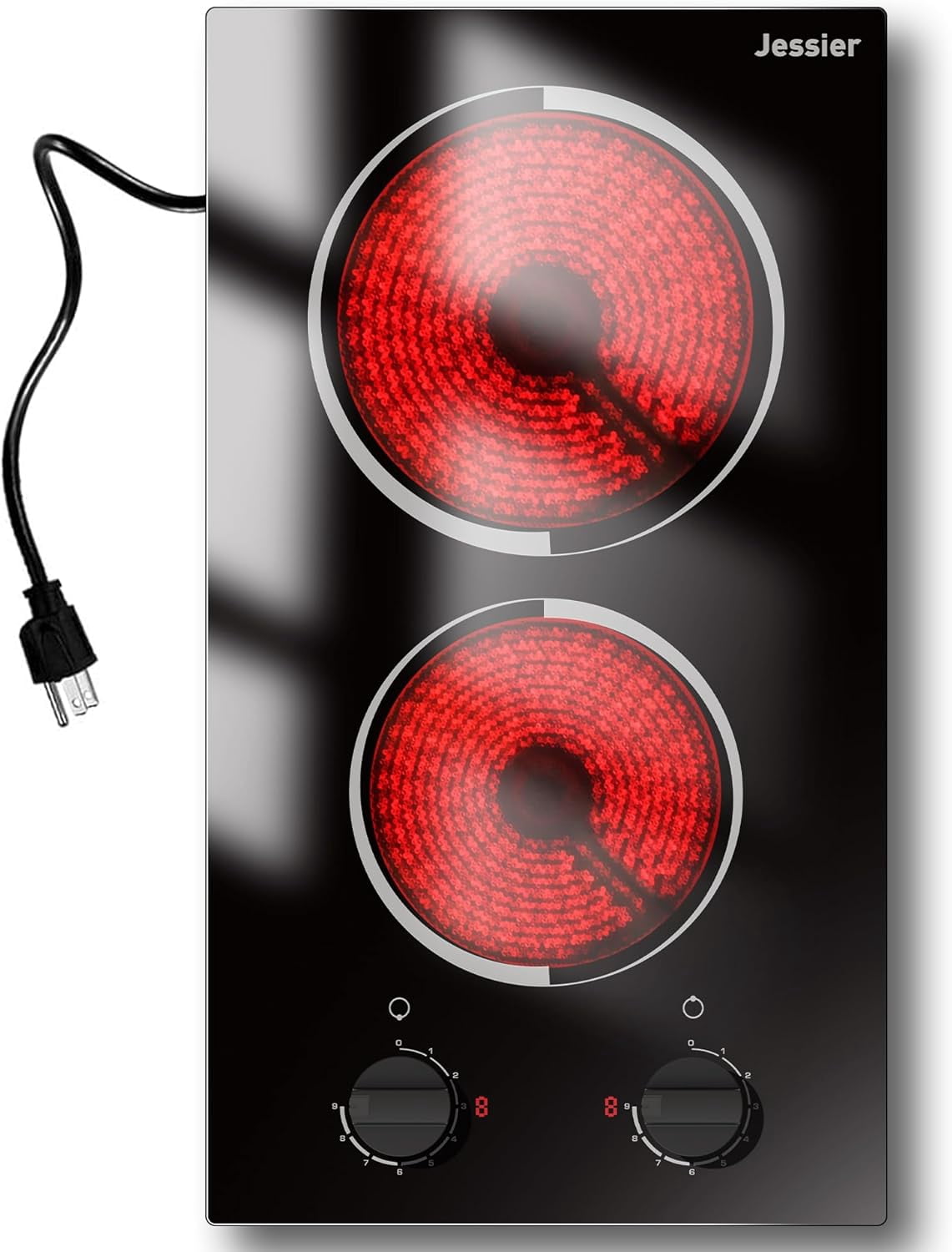 2 Burner Electric Cooktop - 12 Inch Plug in Portable 110V Electric Cook ...