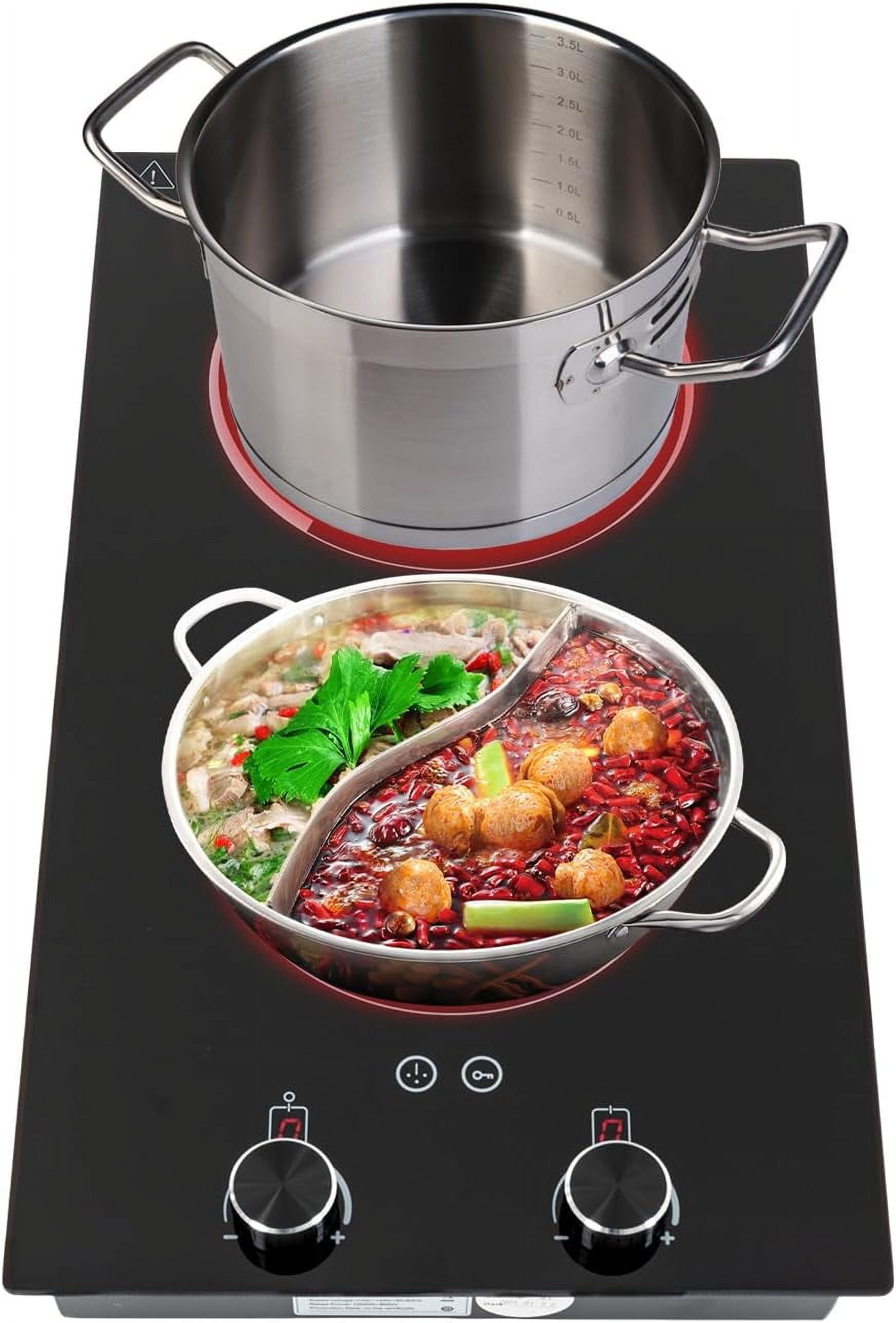 2 Burner Electric Cooktop, 20 Inch Electric Stove Top with Knob ...