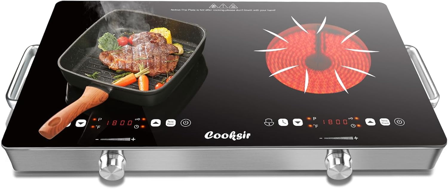 2 Burner Electric Cooktop - 24 Inch(22.2"x 13.1") Portable Electric ...