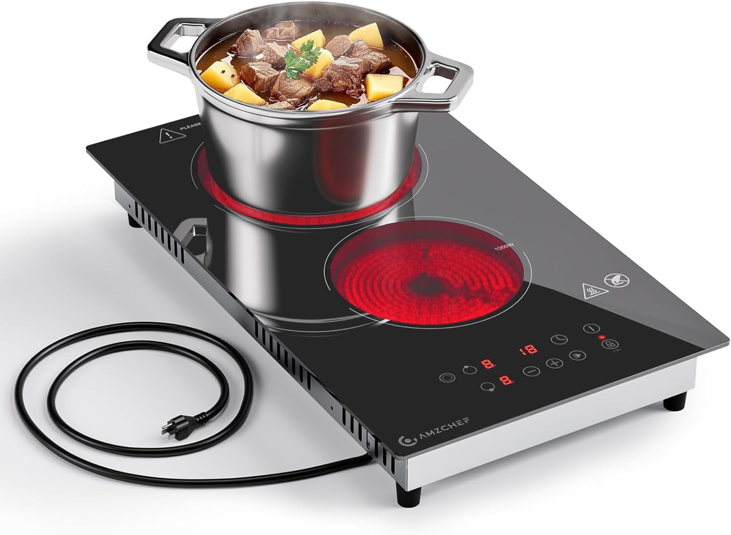 2-Burner-Electric-Cooktop-Electric-Stove, 12 inch Plug in Stove Top ...