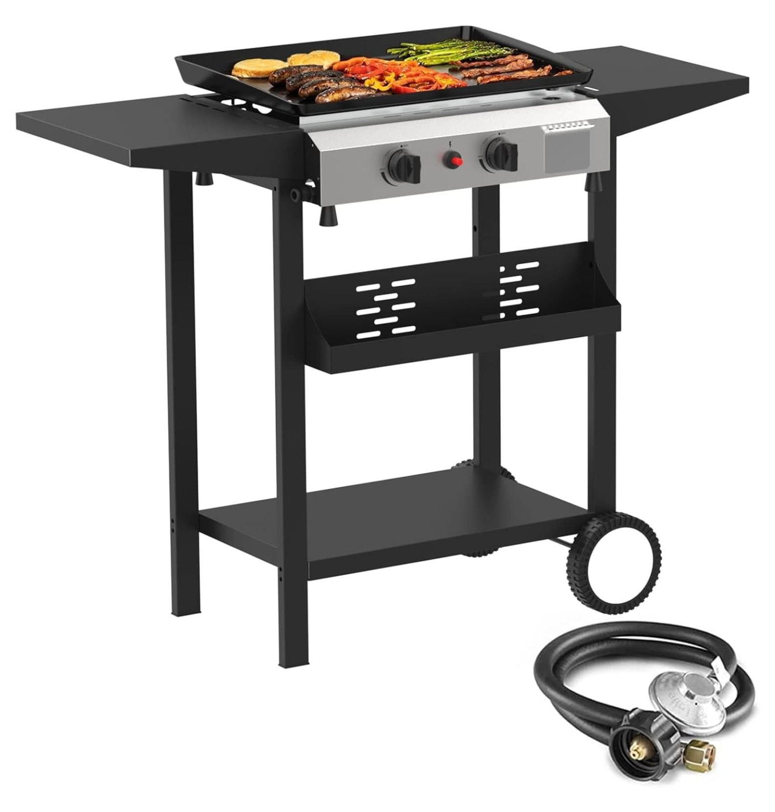 2 Burner Gas Griddle- 17 Inch Outdoor Propane Griddle- 20000 BTU ...
