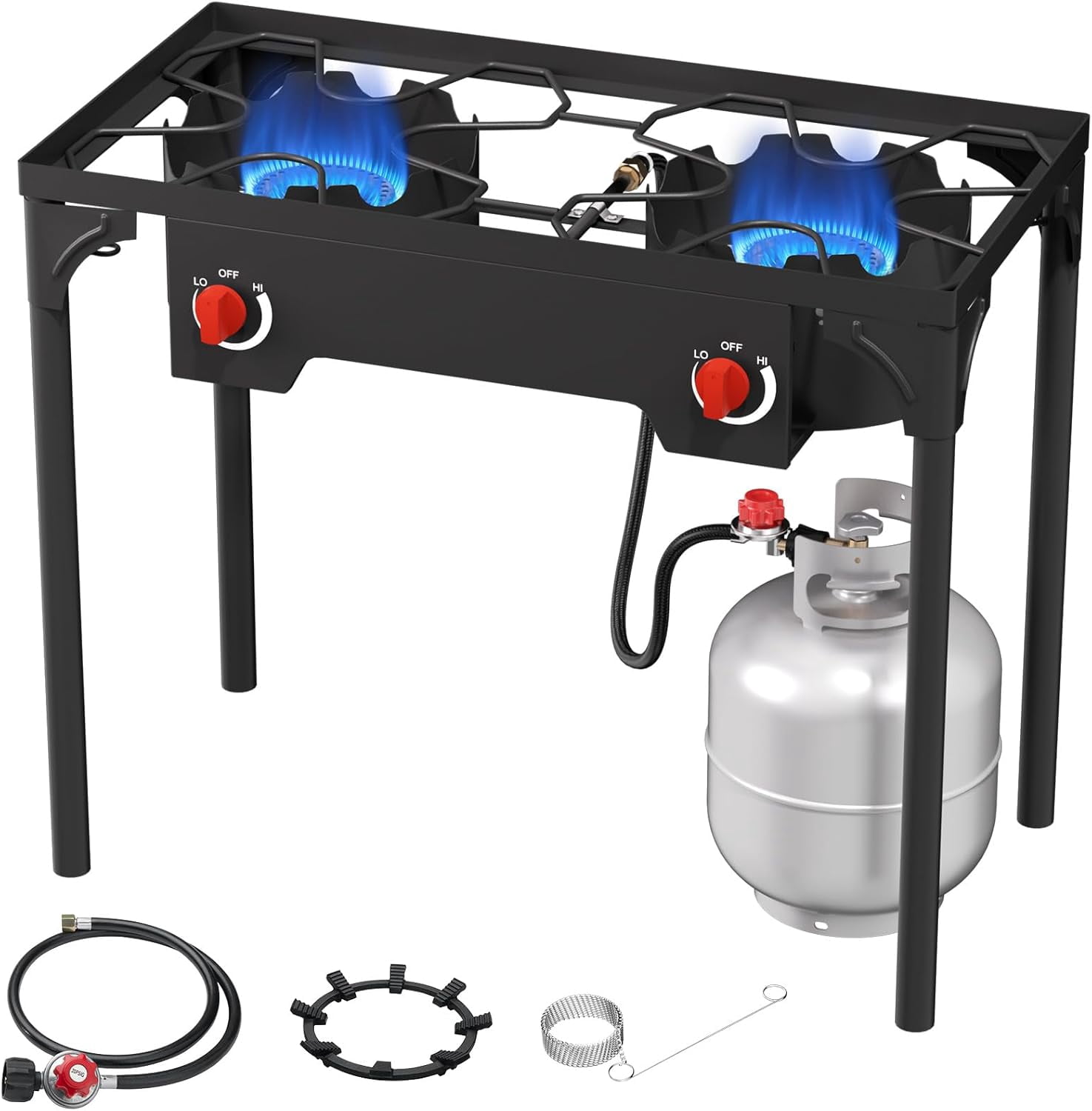 2 Burner Gas Stove, High Pressure Outdoor Propane Burner with ...