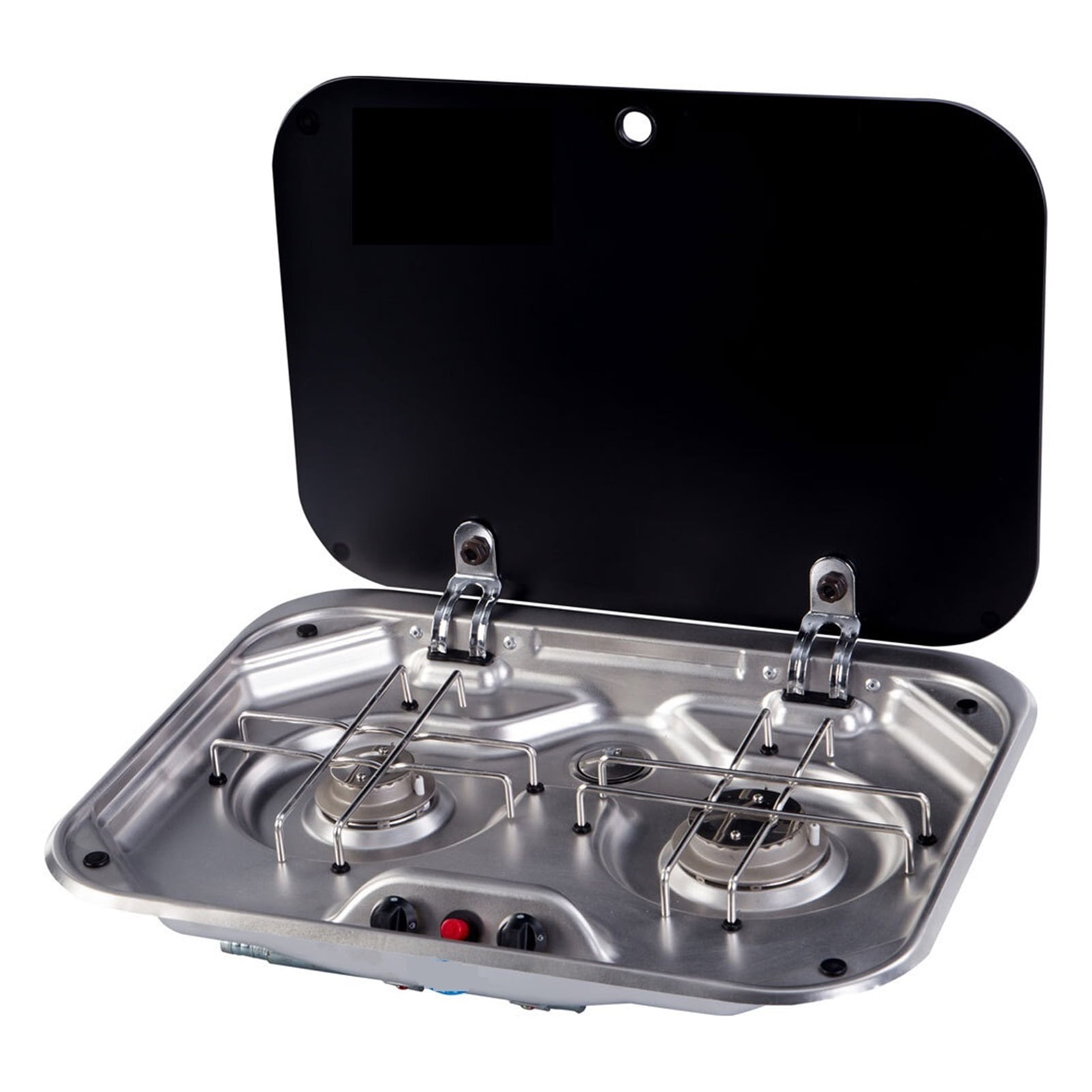 2 Burner Gas Stove Hob With Glass Lid 480*370*50mm 2*1.35KW GR-587 Boat ...