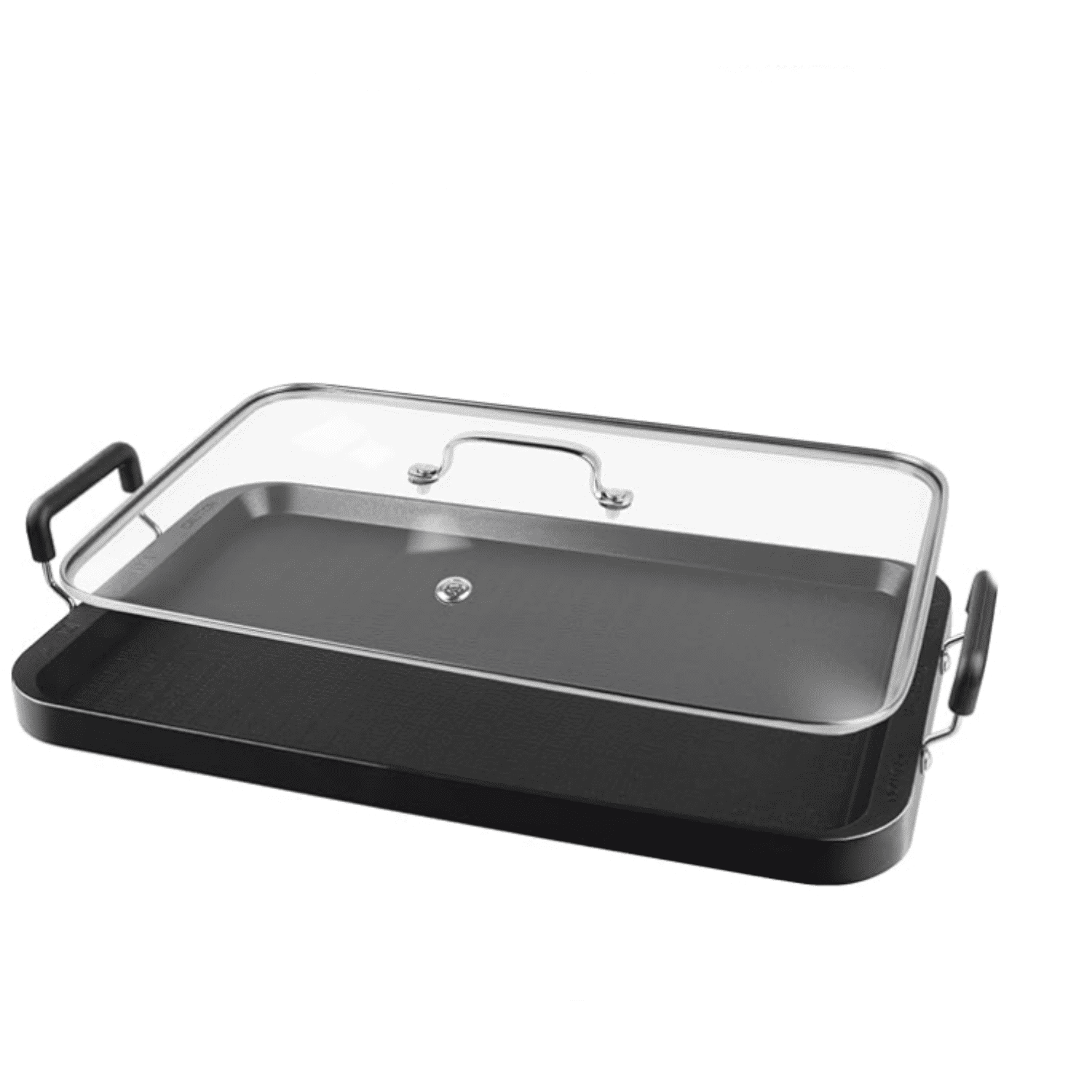 2 Burner Griddle Pan with Glass Lid, Stove Top Flat Griddle for Glass ...