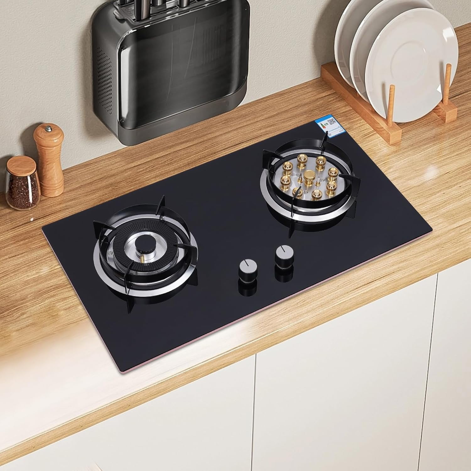2 Burner Natural Gas Cooktop, Gas Cooktop Stove Top, Tempered Glass ...