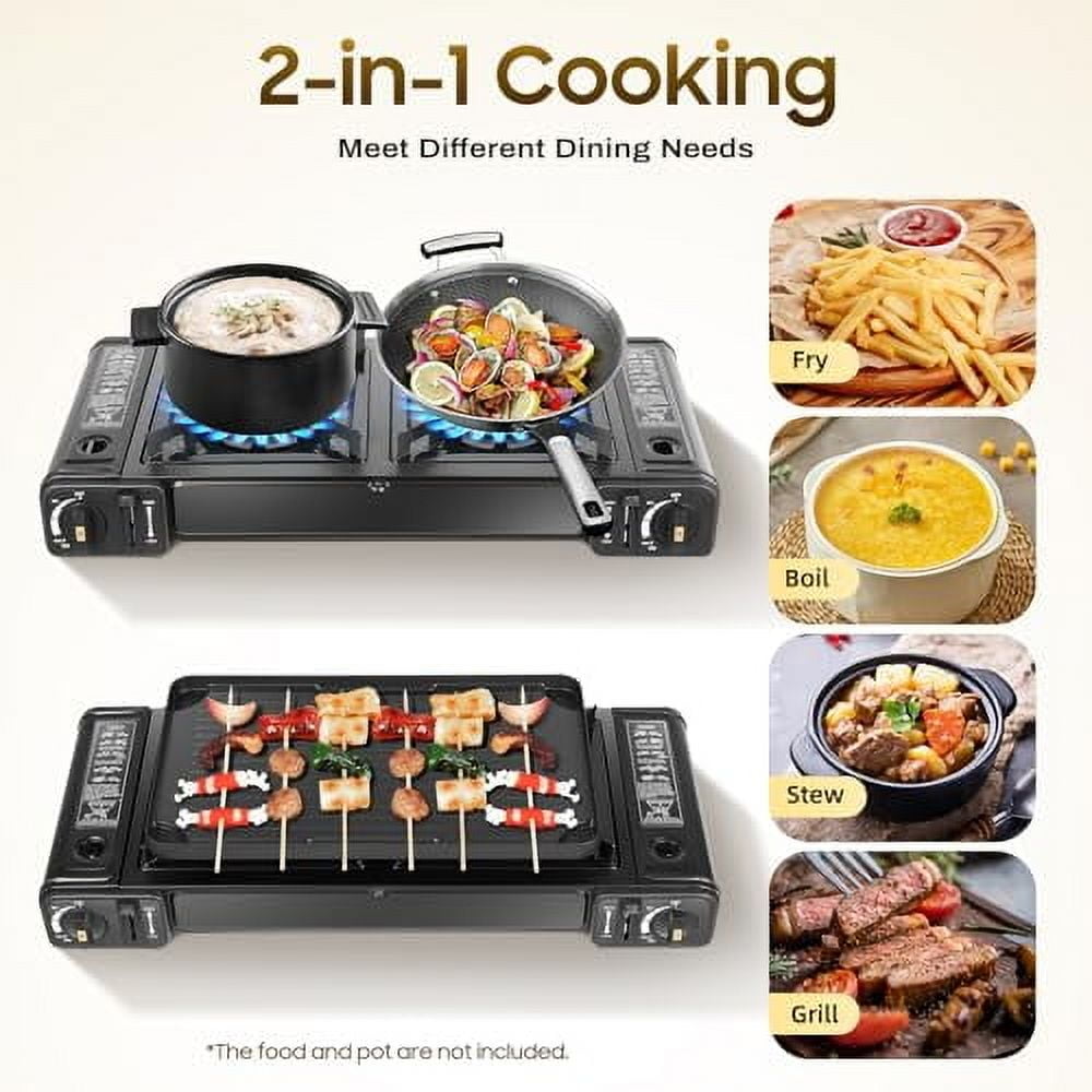 2-Burner Portable Camping Stove, Double Burner Butane Stove, Butane ...