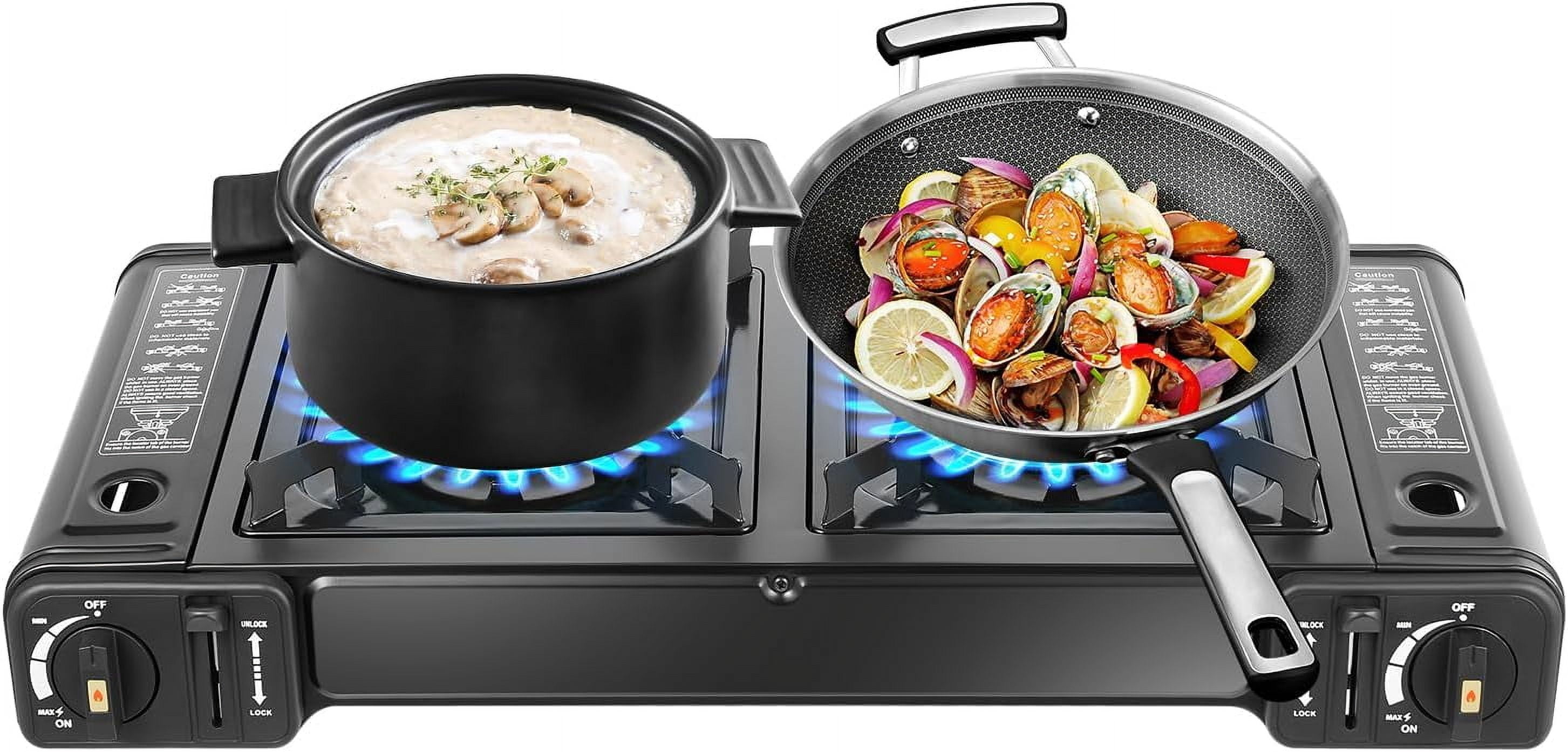 2-Burner Portable Camping Stove, Portable Camping Stove with Non ...