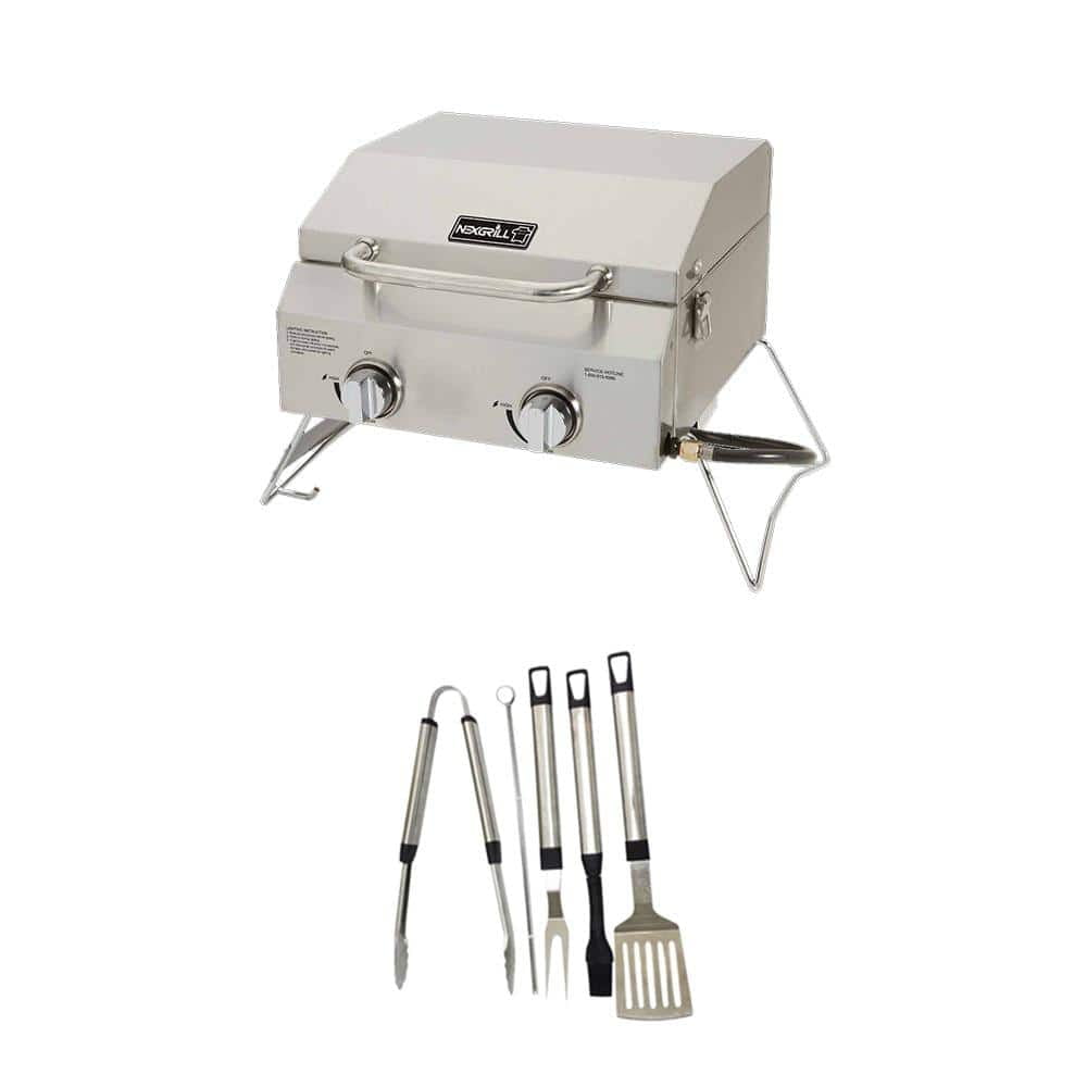 2-Burner Portable Propane Gas Table Top Grill in Stainless Steel Plus ...