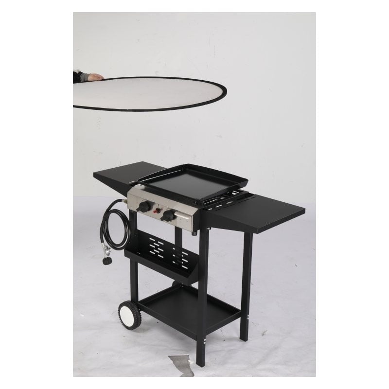 2-Burner Portable Propane Griddle - 20,000 BTU Tabletop Gas Grill with ...