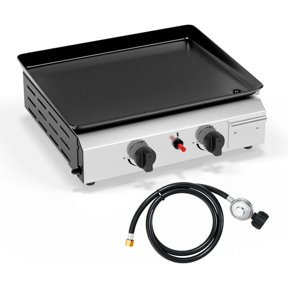 2 Burner Portable Propane Griddle with Electronic Ignition & Enameled ...