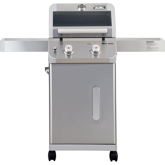 2-Burner Stainless Steel Liquid Propane Gas Grill, Two Foldable Shelves ...