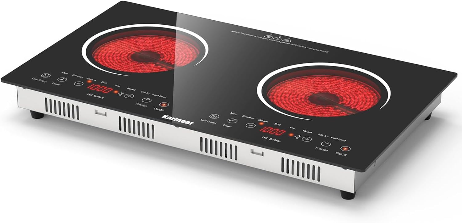 2 Burners Electric Cooktop 24 Inch, 110v~120v Countertop and Built-in ...