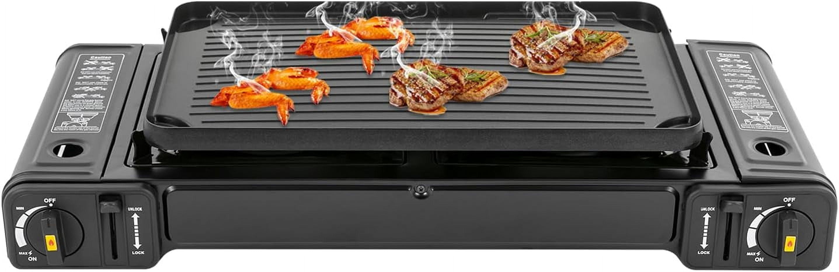 2 Burners Portable Camping Stove with Grill Pan, BDZ-180A Double ...