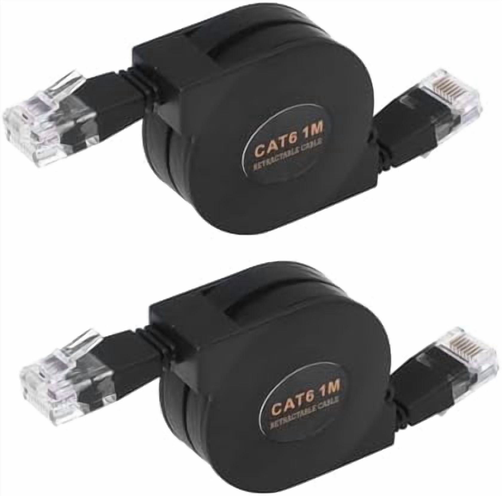 2 CAT6 Retractable Ethernet 3.3FT - RJ45 with Flexible Rubber Coating ...