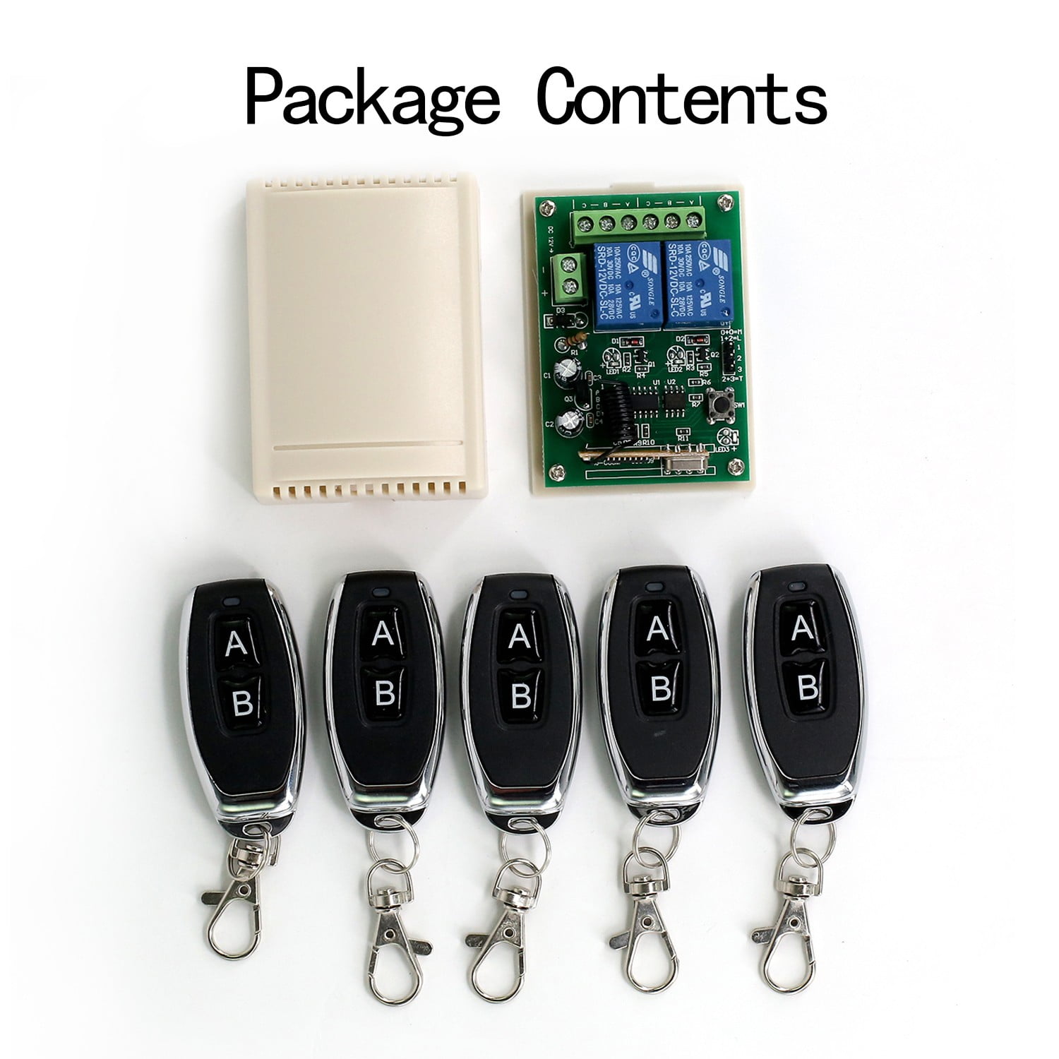 2 CH Wireless Gate Garage Door Opener Remote Control Switch, Receiver ...