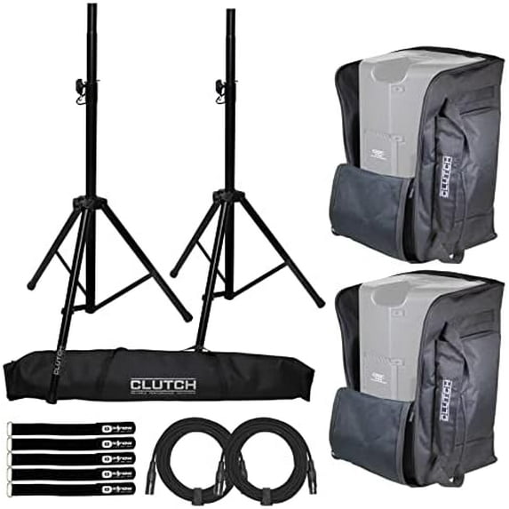 (2) CL-TOTE1200 Universal Medium Speaker Carry Tote/Bags with Tripod Speaker Stands Package ...