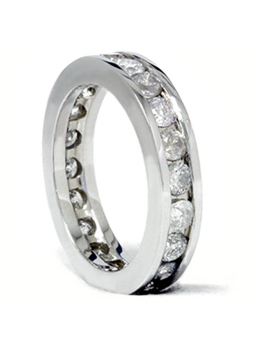 Solid 10k White Gold Men's Round Diamond Channel-set Engagement Wedding ...