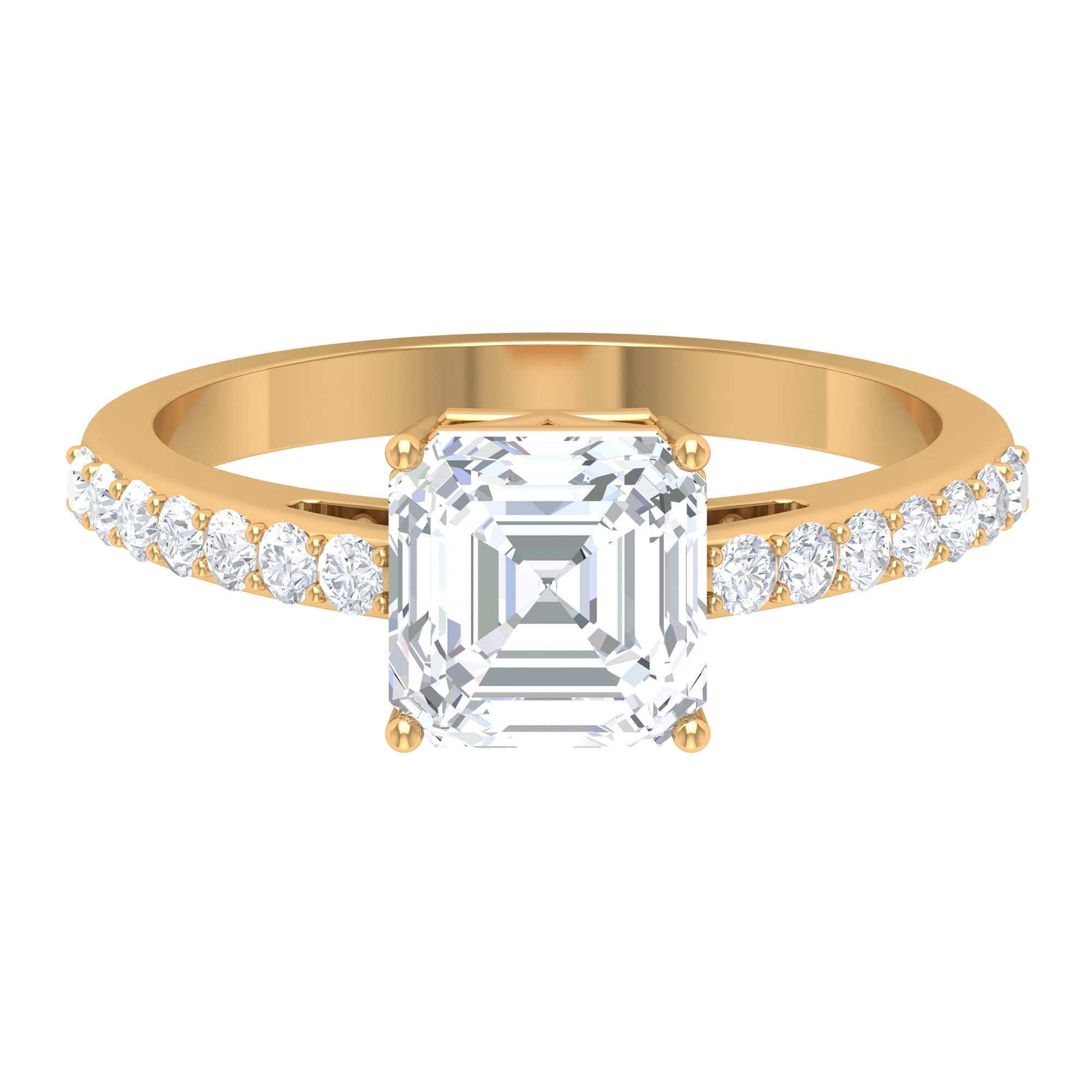 2 CT Four Prong Set Solitaire Moissanite Ring with Surface Prong Set ...