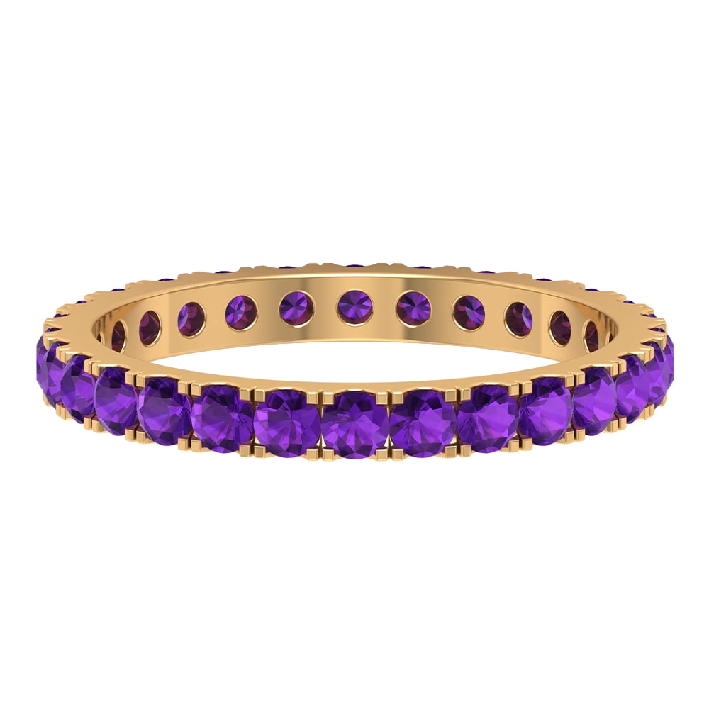 2 CT French Pave Set Amethyst Eternity Ring for Women, 10K Yellow Gold, US 6.50 - Walmart.com