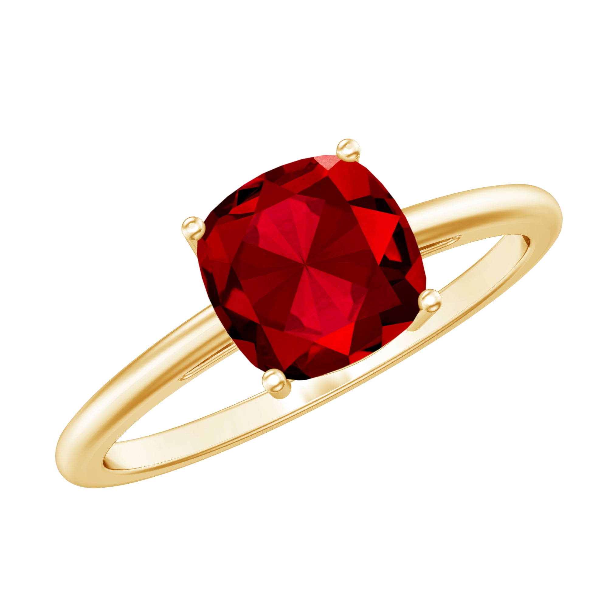 Rosec Jewels 2 CT Lab Created Ruby Solitaire Ring for Women, Cushion ...
