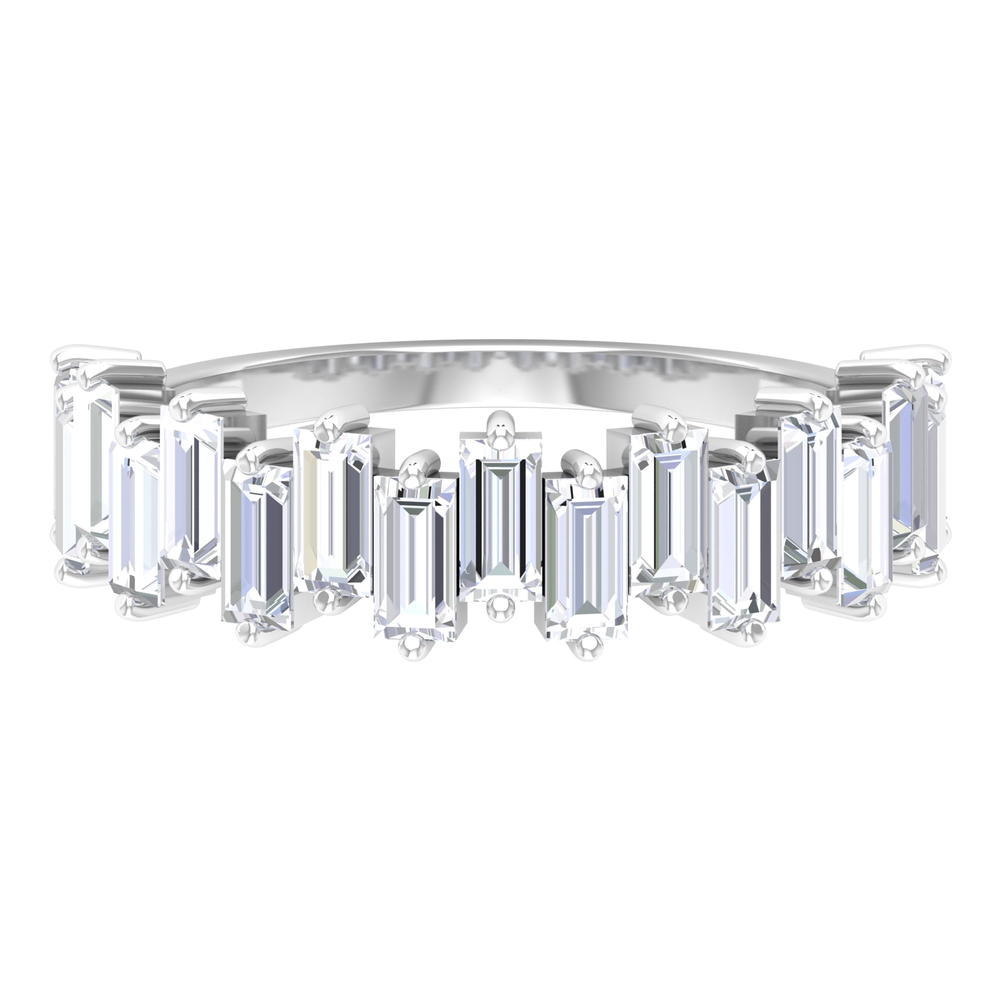 Rosec Jewels 2 CT Moissanite Gold Ring, Moissanite Semi Eternity Band ...