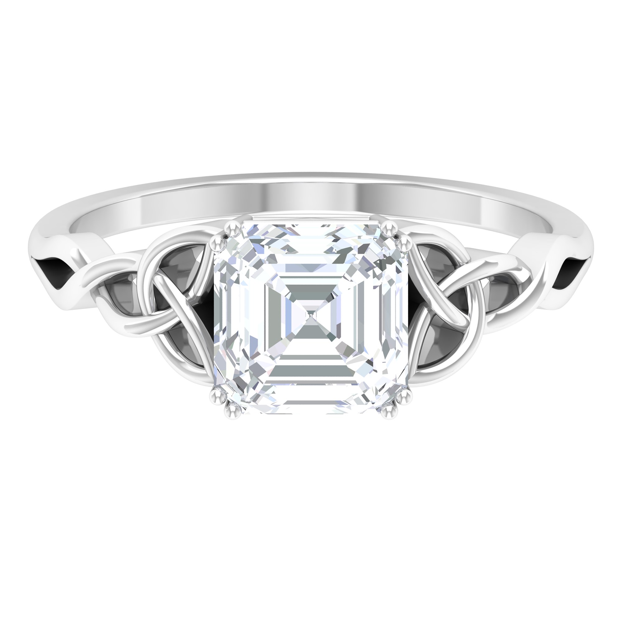 2 CT Moissanite Solitaire Engagement Ring for Women (7 MM Asscher Cut Moissanite) Celtic Gold ...