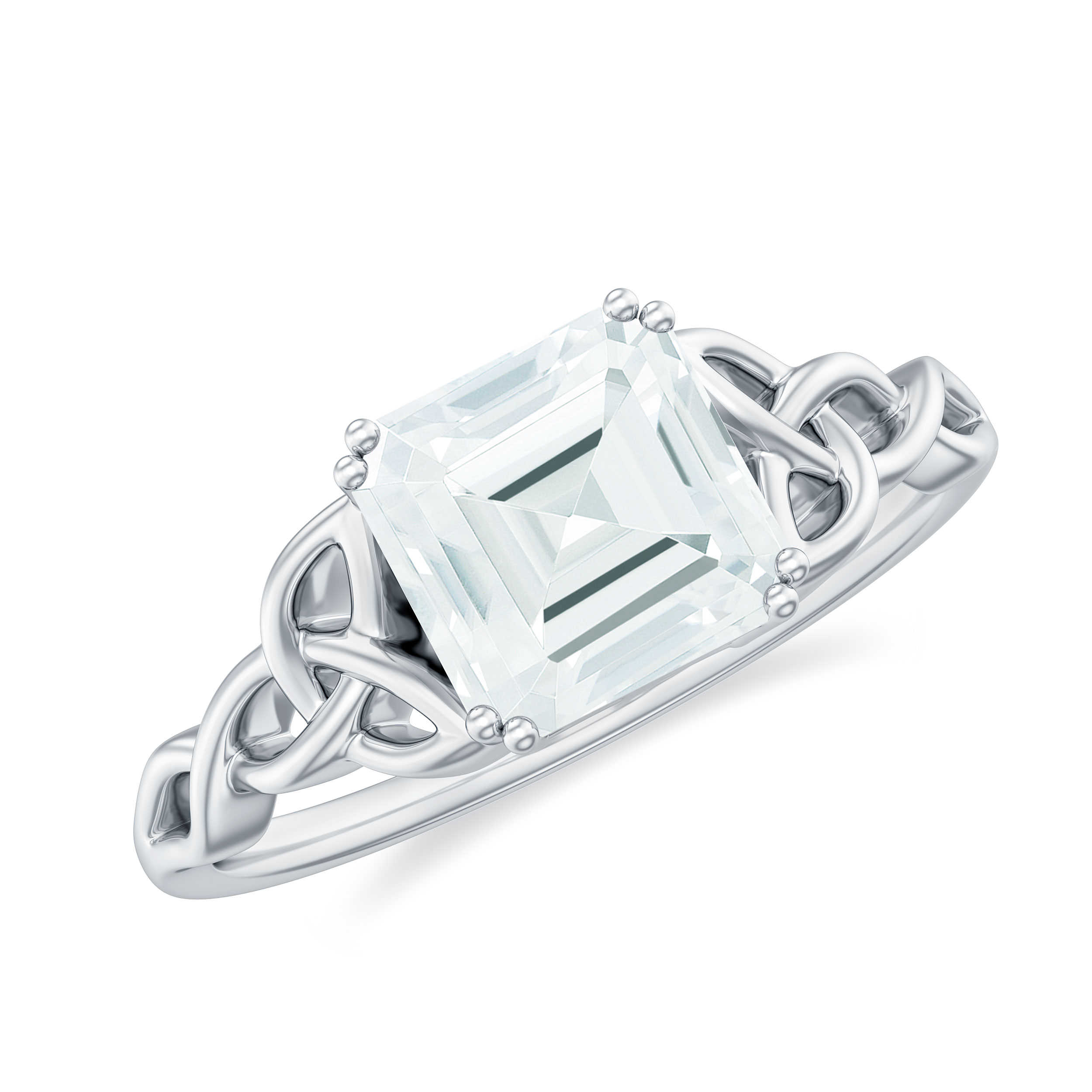 2 CT Moissanite Solitaire Engagement Ring for Women (7 MM Asscher Cut Moissanite) Celtic Gold ...