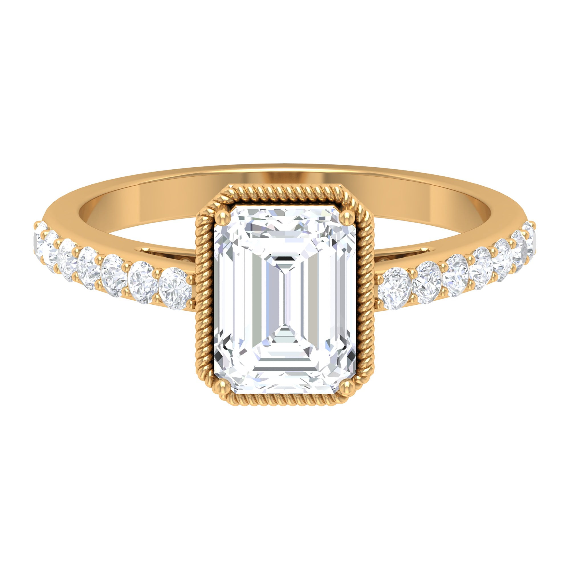 2 CT Octagon Cut Moissanite Solitaire Ring in Prong Setting with Rope ...