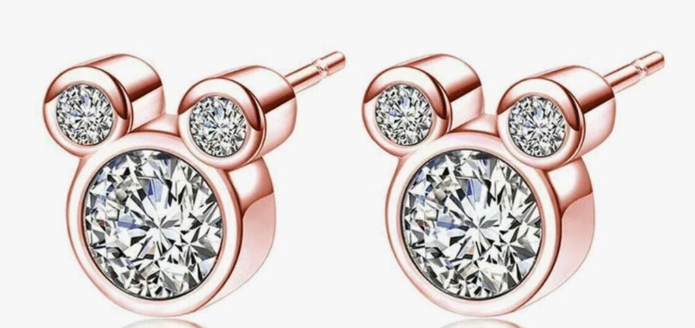 2 CT Round Cut Diamond Minnie Mouse Cluster Stud Earrings in 14k Rose ...