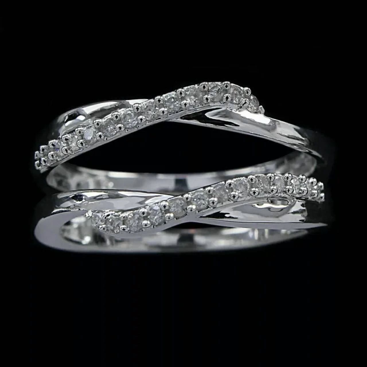 2 CT Round Cut White Lab-Created Diamond Enhancer Wedding Ring Guard ...