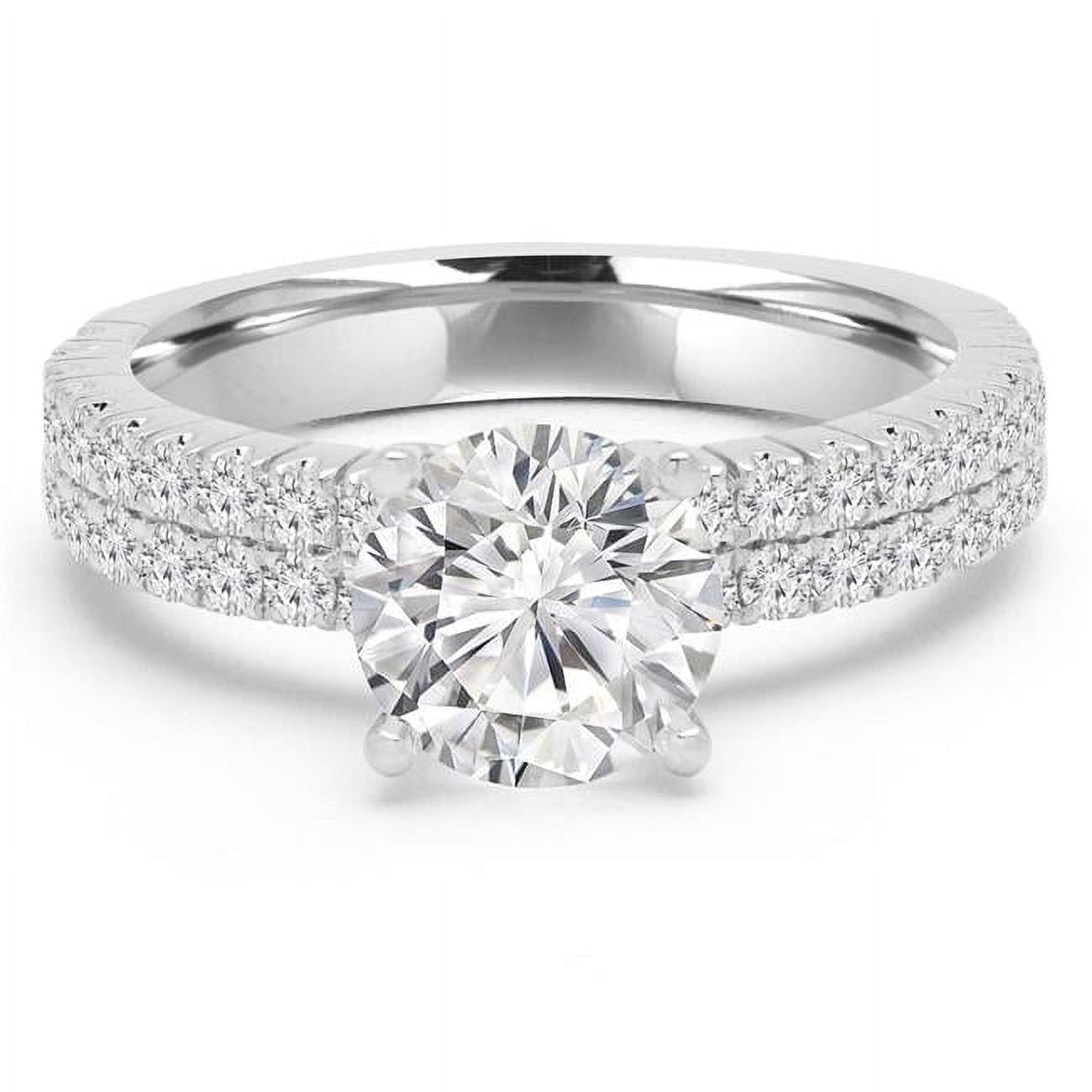 2 CTW Round Lab Created Diamond Two-Row Solitaire with Accents ...