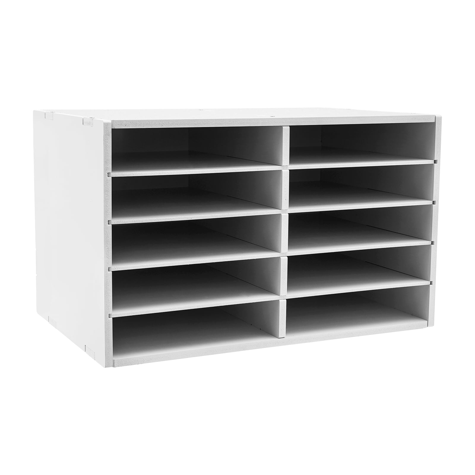 2-Cabinet Desktop Paper Storage Organizer, White, 10 Slots per Cabinet ...