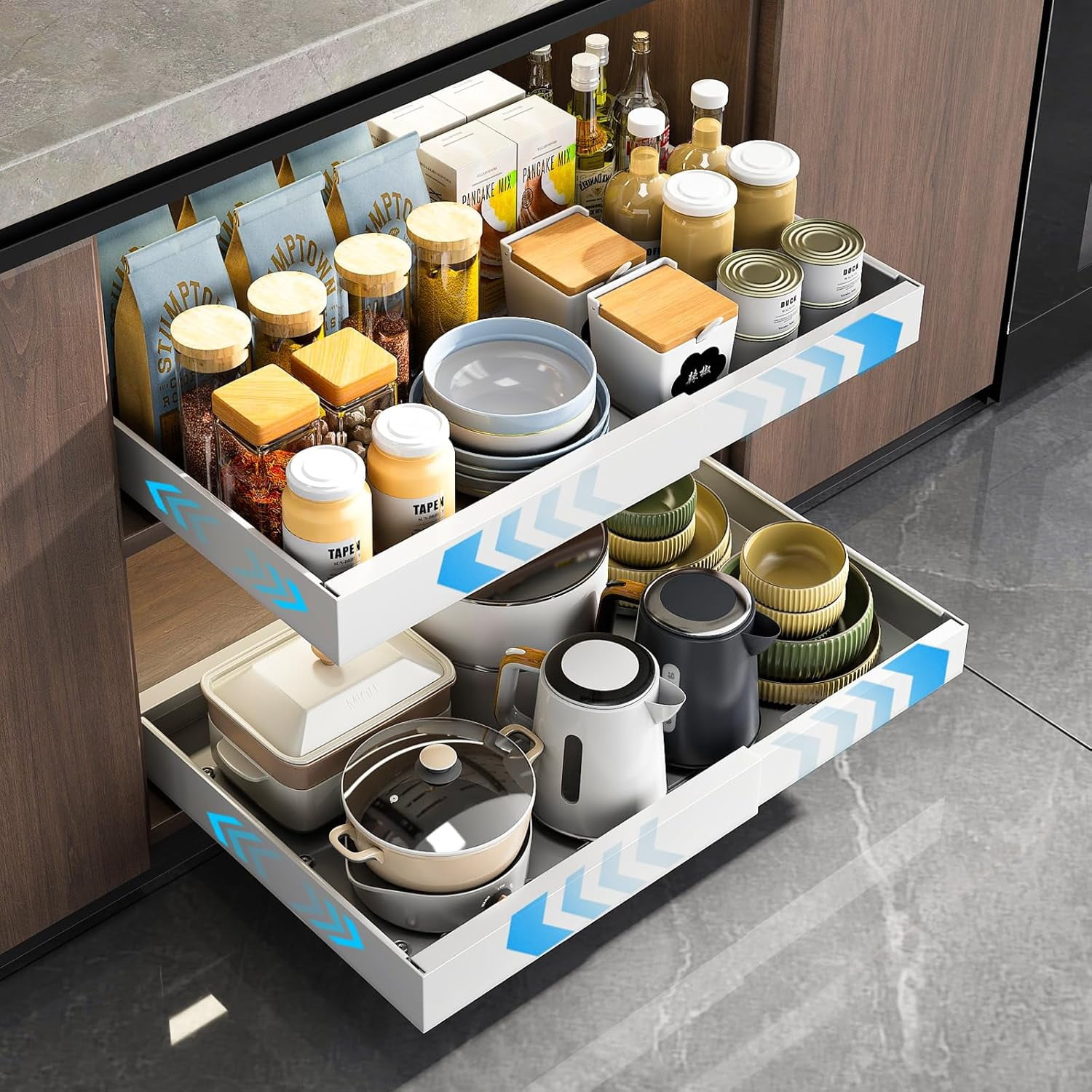 2 Cabinet Organizer, Expandable Slide Out Drawers for Kitchen Cabinets ...