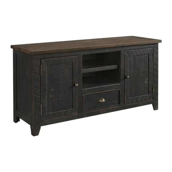 2 Cabinets & 2 Cubbies TV Stand, Black & Brown - Walmart.com